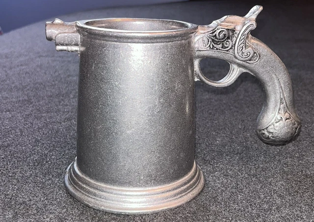 VINTAGE WILTON RWP Pewter Columbia PA Flintlock Pistol Gun Handled Mug ...