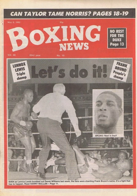 LENNOX LEWIS V WILLIAMS Boxing News MAY 8 1992 £2.99 - PicClick UK