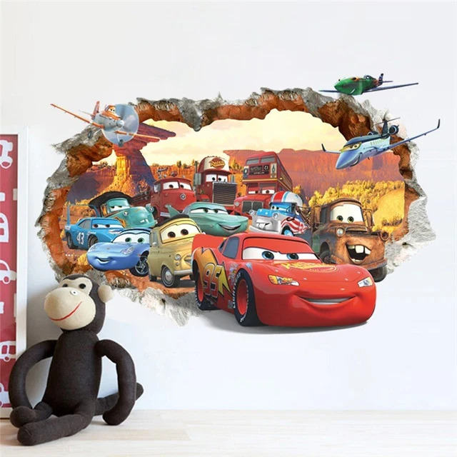 3D EFFECT DISNEY Cars lightning Mcqueen window wall stickers bedroom ...