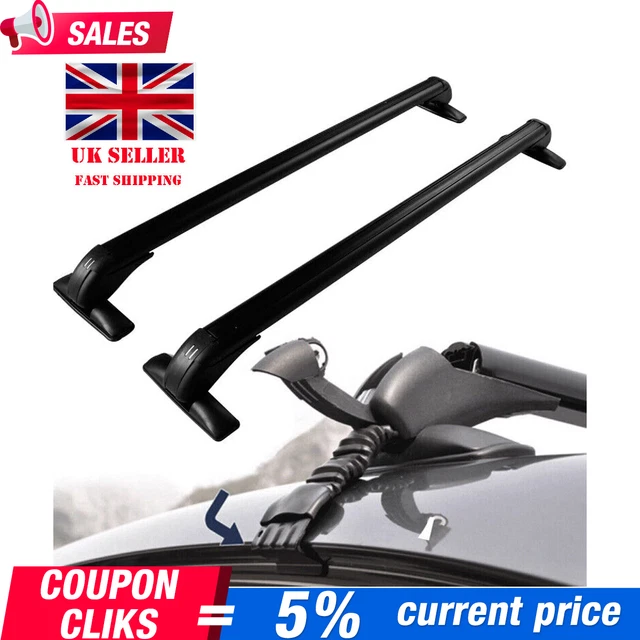 UNIVERSAL LOCKABLE ALUMINIUM Car Roof Rack Bars No Rail Anti Theft ...