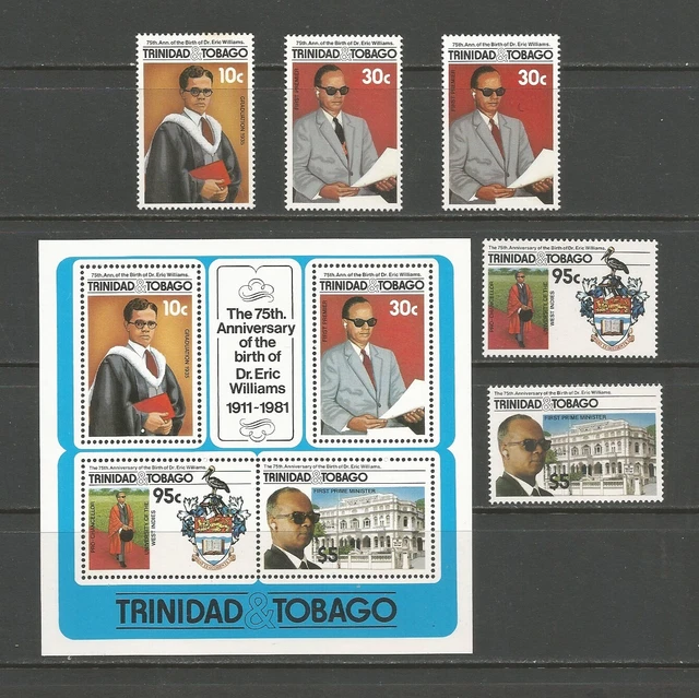 TRINIDAD & TOBAGO 1986 Anniv del Dr. Eric Williams, set nuovo di zecca ...