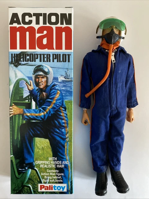 VINTAGE ORIGINAL Action Man Blonde Hair Helicopter Pilot Boxed £80.00 ...