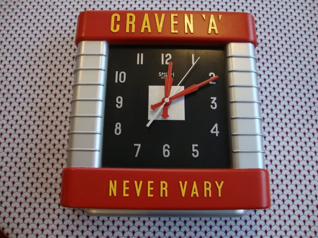 ART DECO &CRAVEN A" Advertising Clock ( Restored) Battery Movement ...
