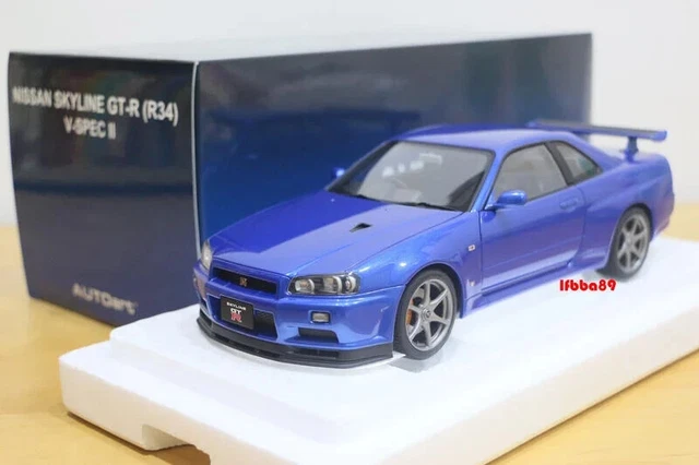 AUTOART 1/18 NISSAN GT-R GTR Skyline R34 V-Spec 藍 £235.08 - PicClick UK