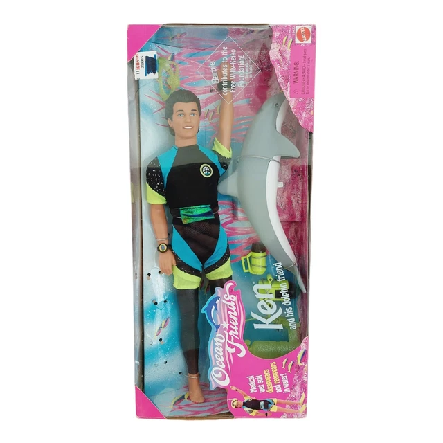 MATTEL BARBIE OCEAN Friends Ken And His Dolphin Friend Doll 1996 t6119 ...