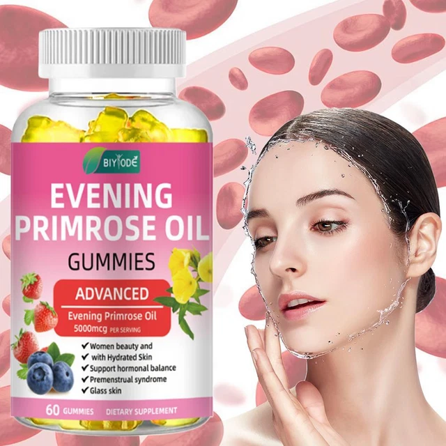 EVENING PRIMROSE GUMMIES 60 Count Supports Hormonal Balance & Body ...