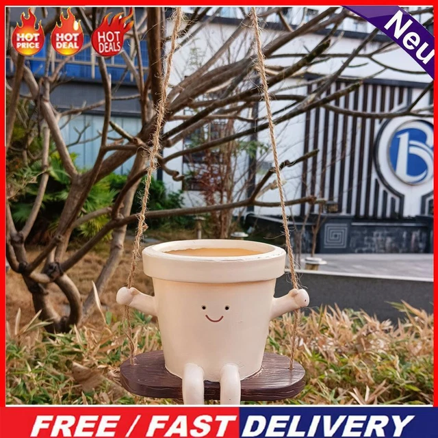 SMILING FACE FLOWER Pot Resin Creative Pots for Indoor Outdoor Plant ...