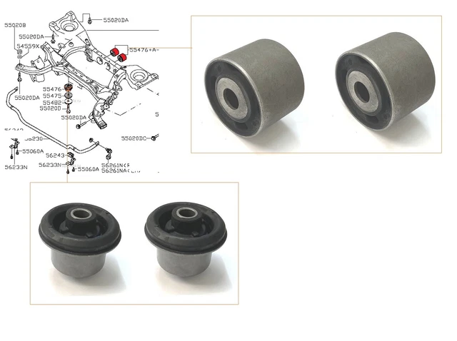 REAR SUBFRAME DIFF Mount Suspension Arm Bush Set For Nissan Pathfinder ...