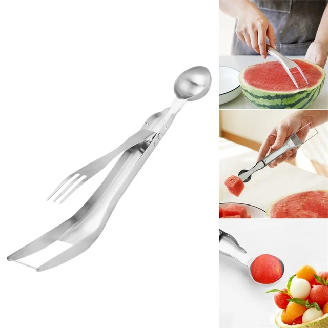 SPACE SAVING WATERMELON Cutter Spoon Fork Compact and Efficient Kitchen ...