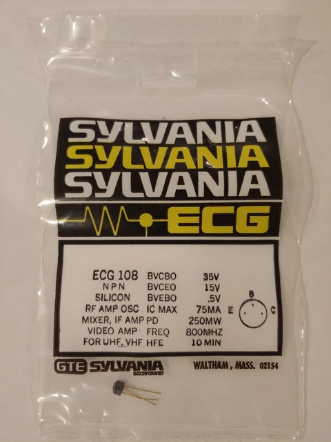 NOS ECG108 NTE108 SYLVANIA NPN Silicon Si Transistor EUR 4,55 - PicClick FR