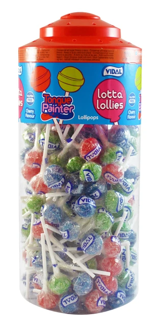 VIDAL SOUR BLUE Raspberry Cherry Tongue Painter Lotta Lollies Full Tub ...