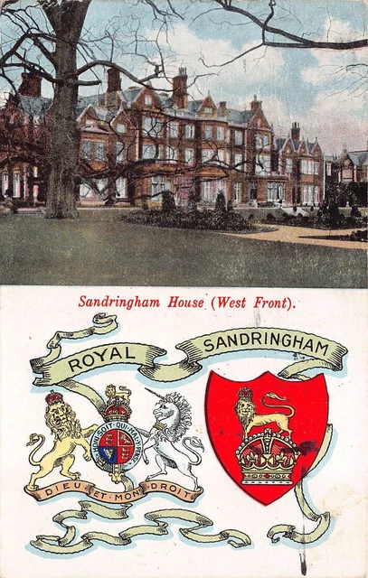 ROYAL SANDRINGHAM COAT of Arms Sandringham House West Front Postcard ...
