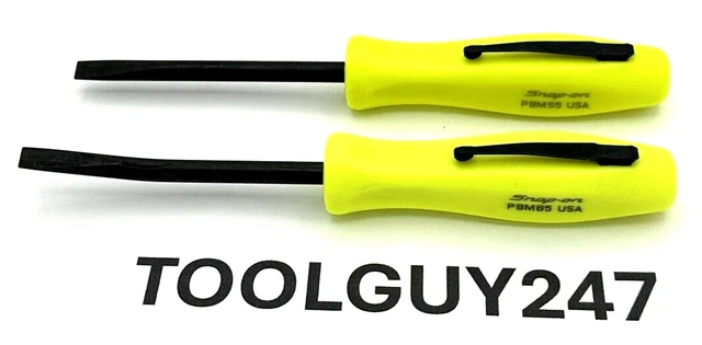 SNAP ON TOOLS Pocket Pry Bar Set Straight + Bent Blade Pbmb5 Hi-Viz ...
