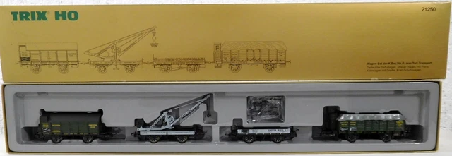 TRIX 21250 H0 Wagenset Torf-Transport, 4-tlg.K.Bay.Sts.B., OVP EUR 139 ...