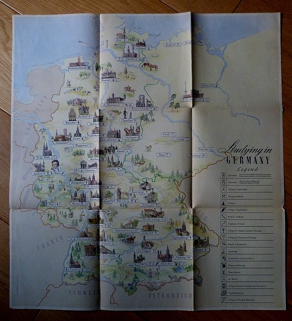 VINTAGE NATIONAL GEOGRAPHIC Map 1950, Studying In Germany £35.00 ...