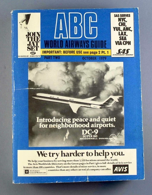ABC WORLD AIRWAYS Guide October 1979 Airline Timetable Part Two Blue ...