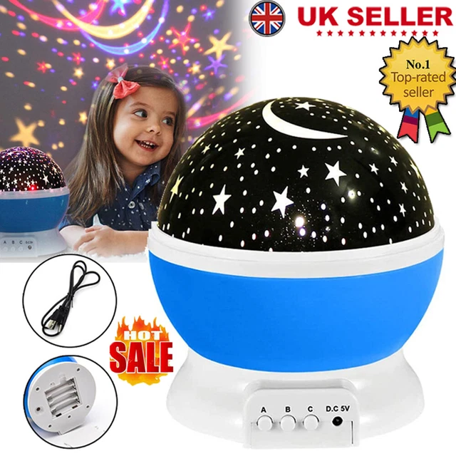 STARRY LED ROTATING Projector Night Light Star Sky Light Kids Bedside ...