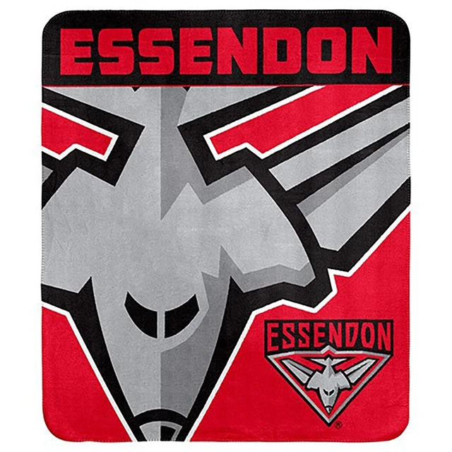 ESSENDON BOMBERS POLAR Fleece Throw Rug Blanket. Team Colours & Logo ...