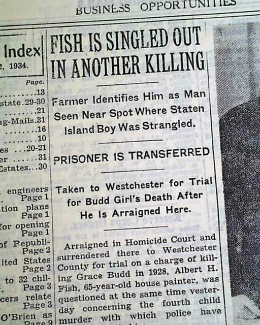 ALBERT FISH SERIAL Killer Child Rapist Cannibal in CUSTODY 1935 NYC ...