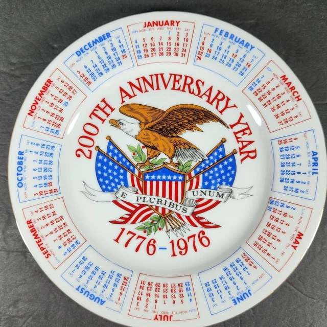 200TH ANNIVERSARY YEAR Calendar Plate 1776-1976 U.S. Bicentennial Eagle ...