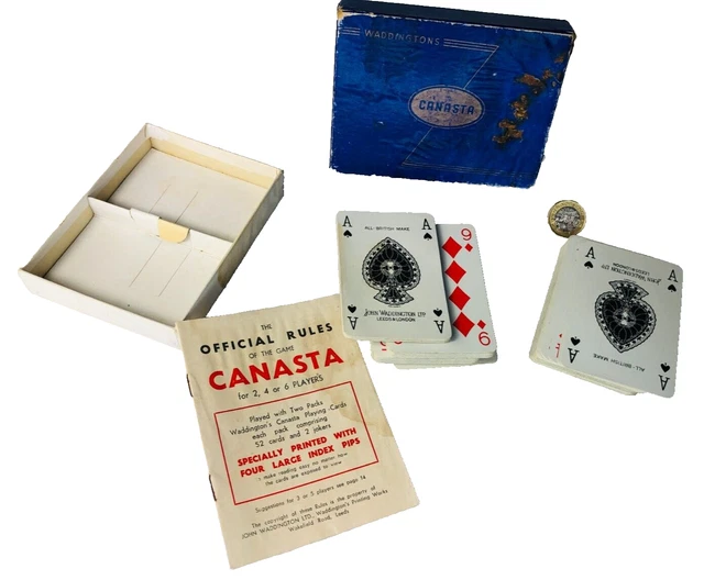 PLAYING CARDS GAME Double Deck Canasta Set Pack Of Vintage Original ra ...