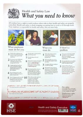 HEALTH AND SAFETY Law Poster Official HSE Workplace Information Posters ...