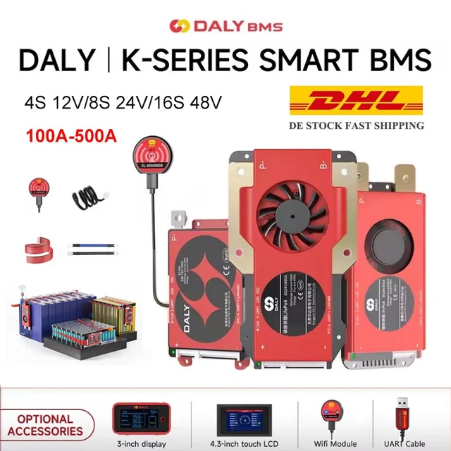DALY SMART BMS 4S 12V/8S 24V/16S 48V 100A-500A LiFePo4 Akku BMS&Bluetooth Module EUR 72,90 ...
