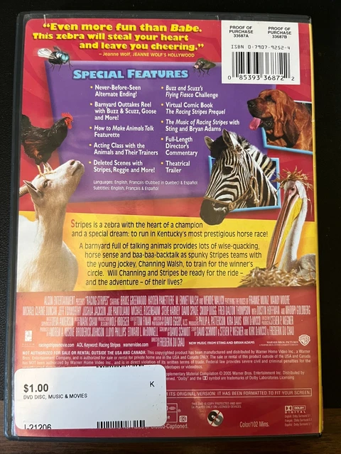 RACING STRIPES (DVD, 2005, Full Screen *Or Widescreen) Frankie Muniz ...