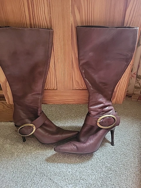 FAITH LONG BROWN Leather Boots 6..fetish..vgc £16.12 - PicClick UK