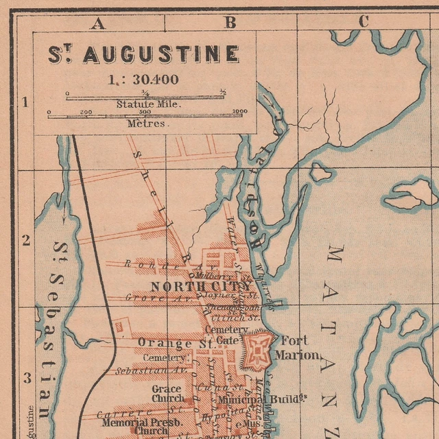 ST. AUGUSTINE Original Map City Plan 1905 FLORIDA £14.55 - PicClick UK