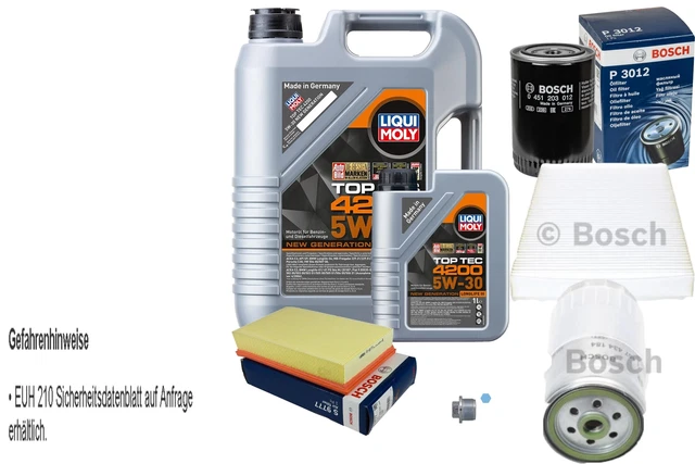 BOSCH INSPECTION SET 6 LIQUI MOLY Top Tec 4200 5W-30 pour Audi A6 1.9 ...