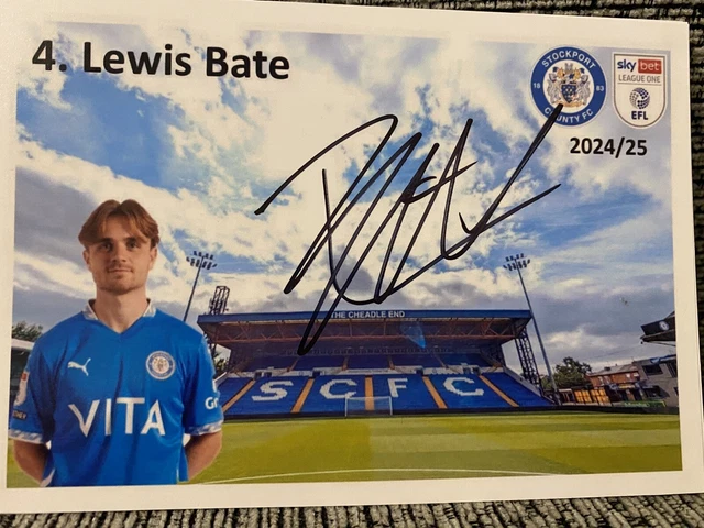 LEWIS BATE STOCKPORT County Football Club 2024/25 6x4 Signed Photo £1. ...