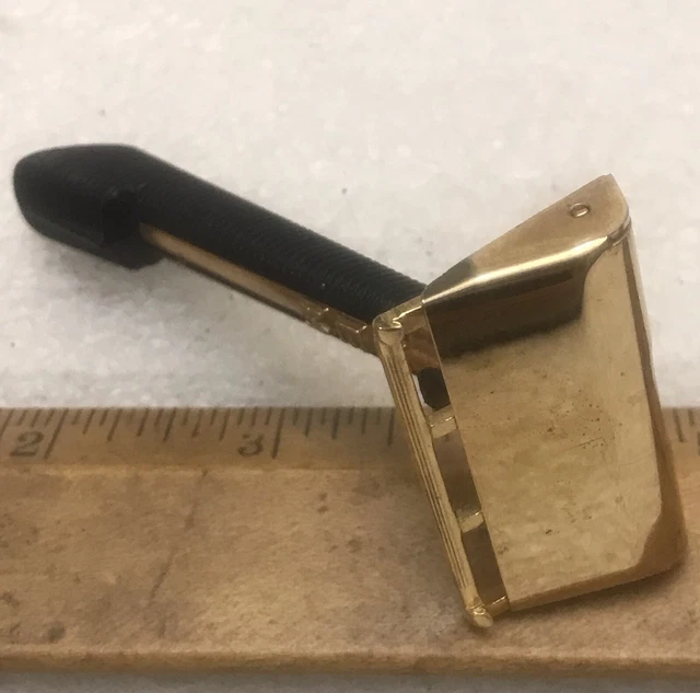 VINTAGE GEM GOLD Tone Black Push Button Safety Razor 1950'S 60'S Usa ...