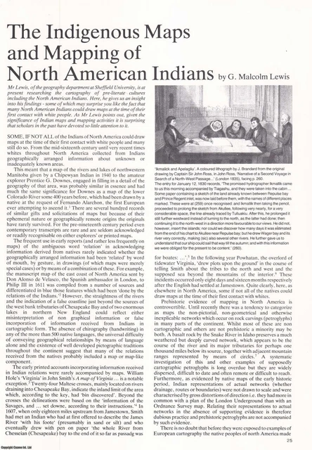 THE INDIGENOUS MAPS And Mapping Of North American Indians. An Original ...