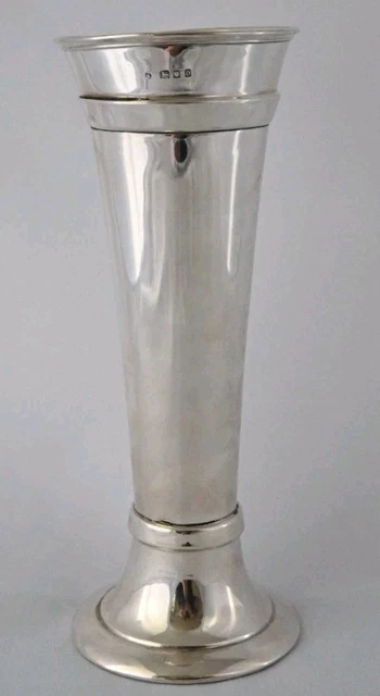 ANTIQUE LARGE SILVER Vase 474.8g London 1919 245mm Charles Edwards Art ...