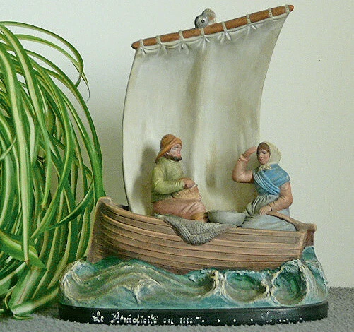 23CM ANCIEN SOUVENIR BORD DE MER TERRE CUITE BÉNÉDICITÉ LE HAVRE ISLE ...