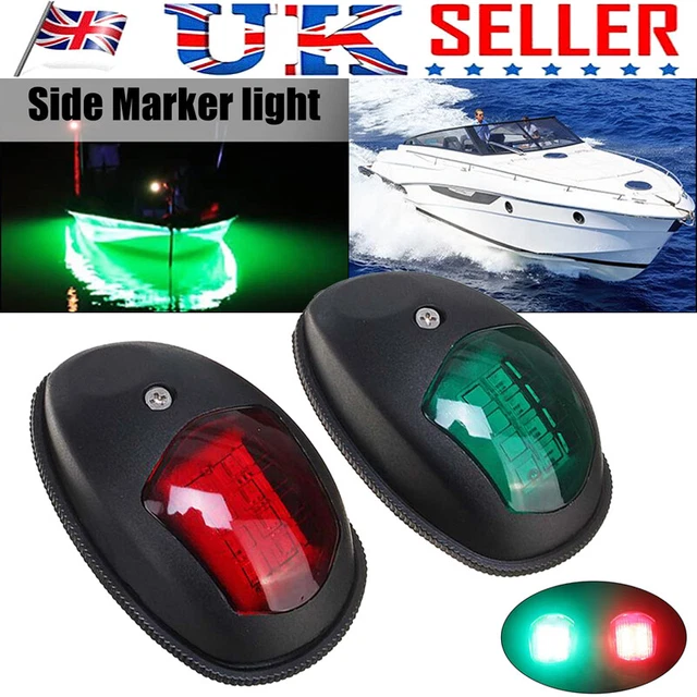 MARINE NAV 12V/24V LED Lights Black Side Mount Port & Starboard Boat ...