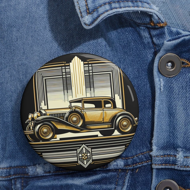 CUSTOM PIN BUTTON Badge Vintage Car Art Deco $5.58 - PicClick