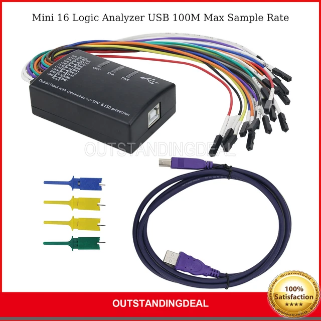 MINI 16 ANALIZADOR lógico USB 100M velocidad máxima de muestreo 16 canales soporte software 1.2. ...