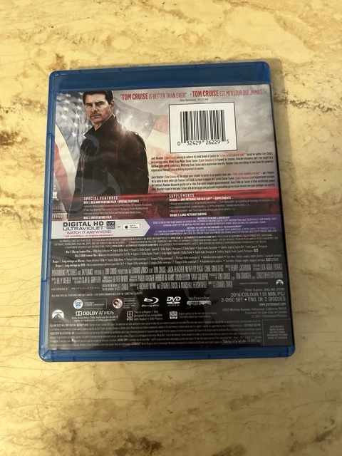 JACK REACHER: NEVER Go Back Blu-ray 2016 Tom Cruise Based On Lee Child ...
