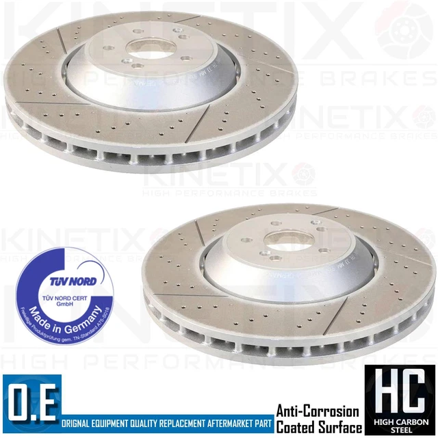 FOR MERCEDES C63 C63S AMG FRONT SLOTTED GROOVED BRAKE DISCS PAIR 390mm ...