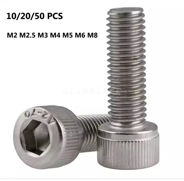 10-50X M3 M4 M5 M6 M8 Hex Hexagon Socket Cap Allen Head Screw Bolt ...