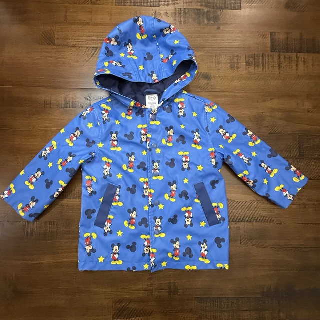 DISNEY PARKS MICKEY Mouse Blue Hooded Snap Button Raincoat Unisex ...