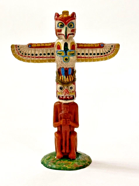 VINTAGE ELASTOLIN TOYS Native American/Indians Totem Pole 6" German ...