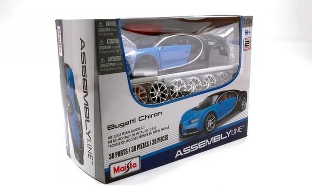 BUGATTI CHIRON BLUE Modellino auto model kit di montaggio scala 1:24 ...