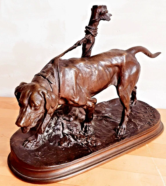 PIERRE JULES MENE (1810-1879) -Bronze Skulptur, Stehender Jagdhund ...