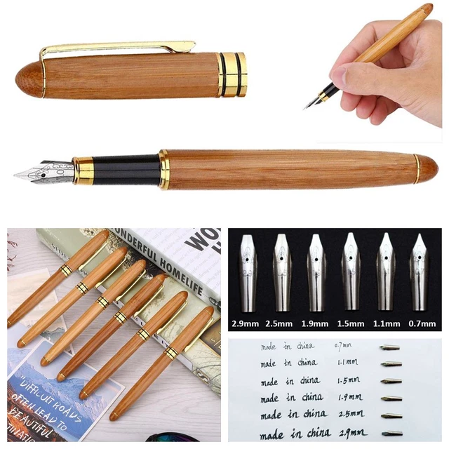 CALLIGRAPHY WRITING BAMBOO Fountain Pens Broad Stub Stationery Chisel ...