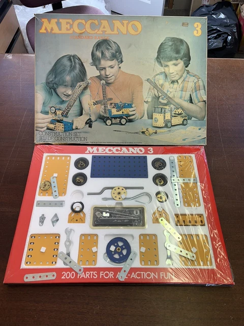 VINTAGE MECCANO SET 3, from 1977, Unopened in Original Box with Manuals ...