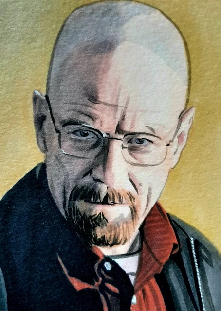 ORIGINAL WALTER WHITE Breaking Bad aceo miniature art sketch card ...