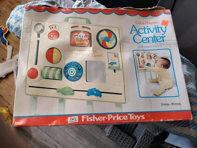 FISHER PRICE 1973 Vintage Activity Centre Cot Toy with Back Attachment ...